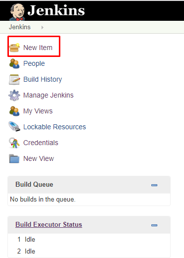 Jenkins Dashboard showing navigation options including New Item, People, Build History, and ...